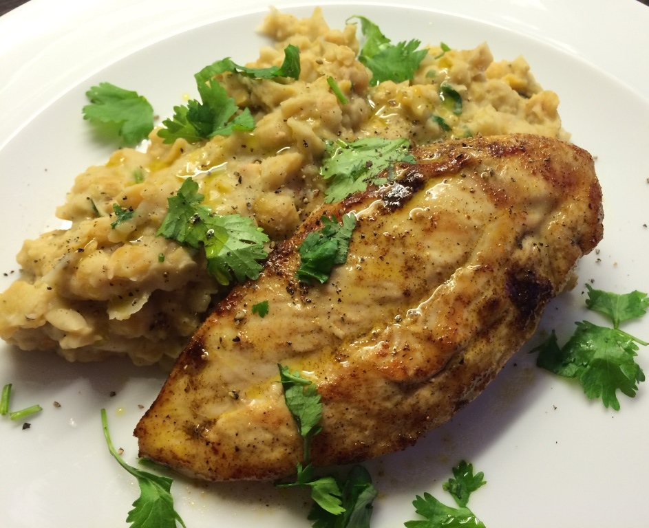 Moroccan spiced chicken with chick pea mash | eatburpsleep